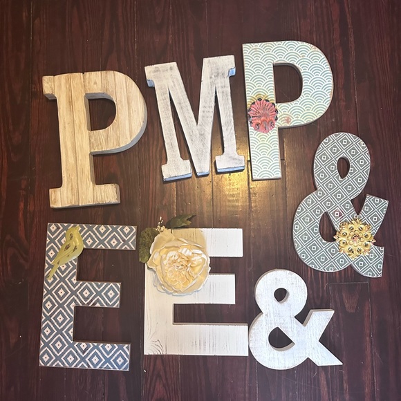Art | Decorative Wooden Letters With Floral Accents | Poshmark